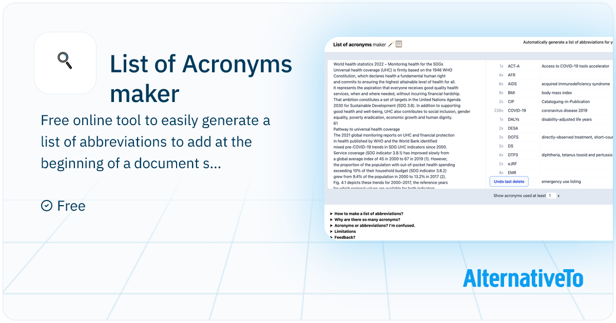 List of Acronyms maker: Automatically generates a list of abbreviations ...