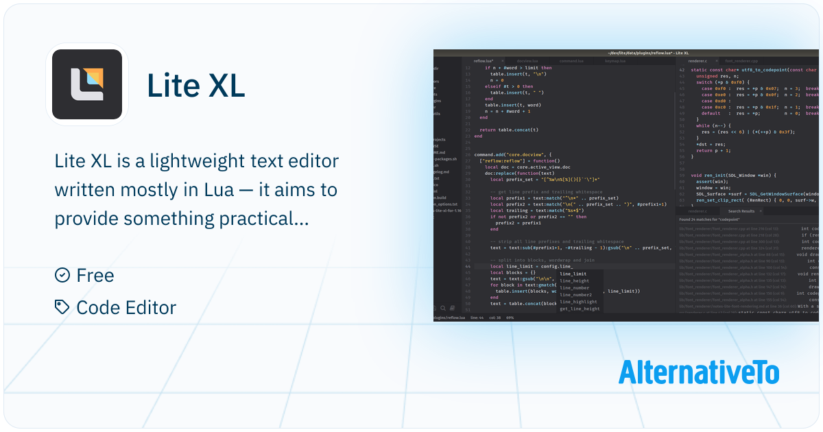 Lite XL: A lightweight text editor written in Lua | AlternativeTo