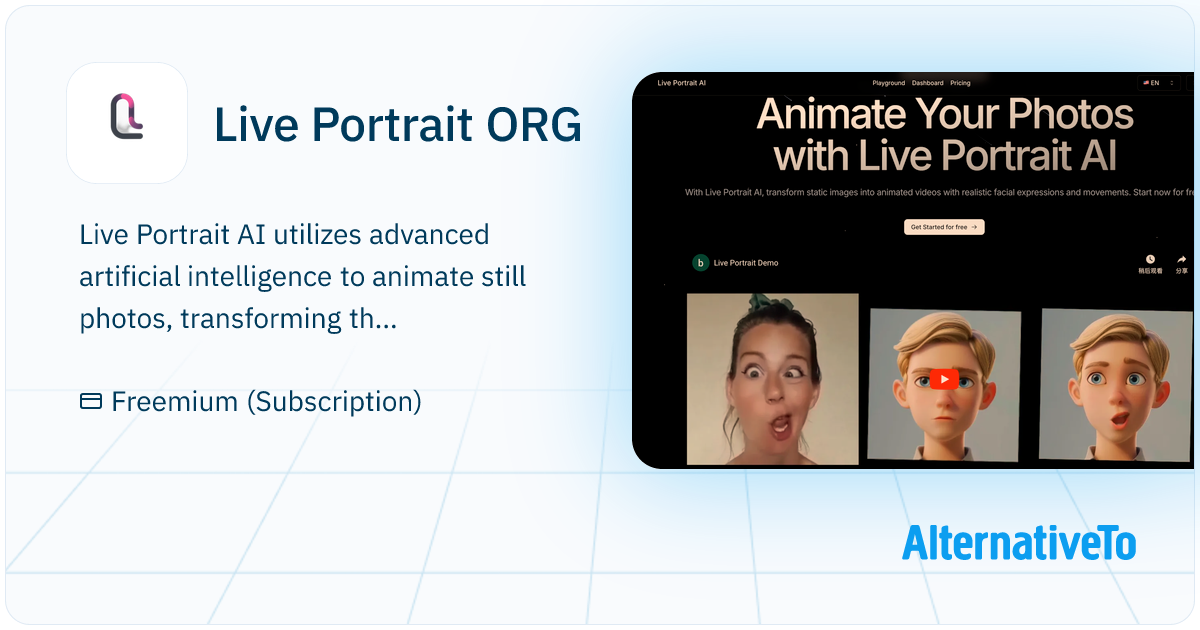 Live Portrait ORG: Bring photos to life with AI animation | AlternativeTo