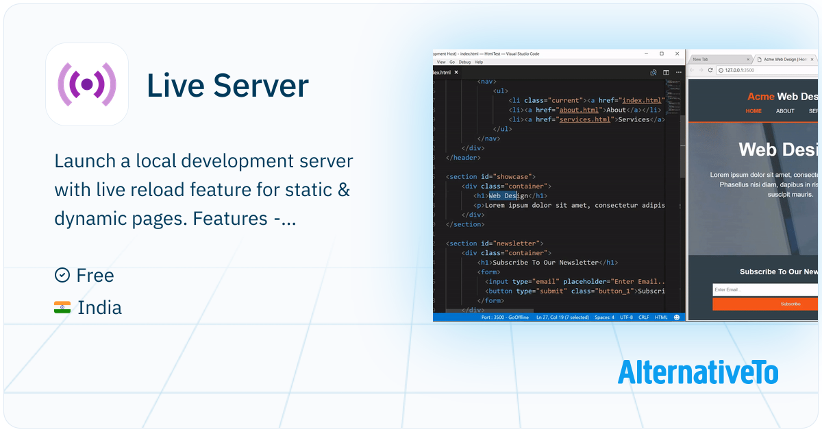 Live Server: Launch a development local Server with live reload feature ...