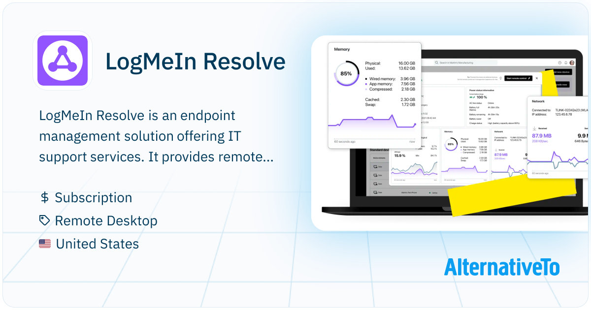 LogMeIn Resolve: Remote control, monitoring, and IT tools | AlternativeTo