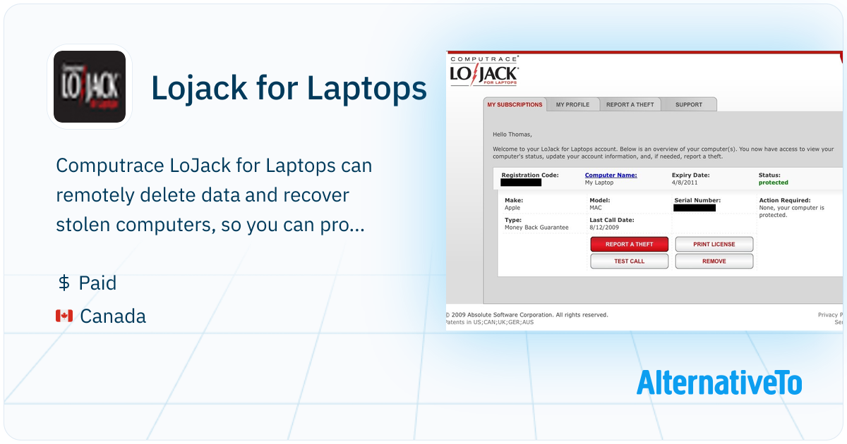 Lojack for Laptops: Computrace LoJack for Laptops can remotely delete ...