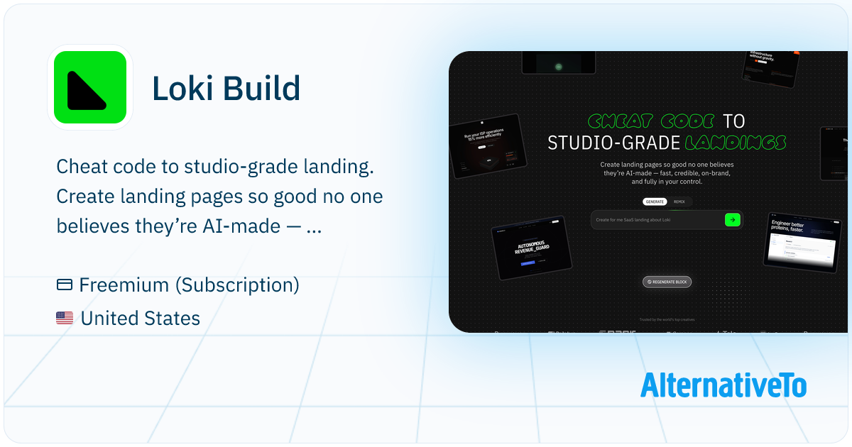 Loki Build: AI Website Builder | High-Quality Landing Fast | AlternativeTo
