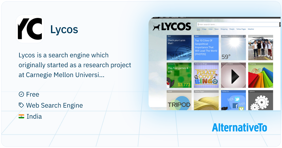 Lycos: Search engine which originally started as a research project at ...