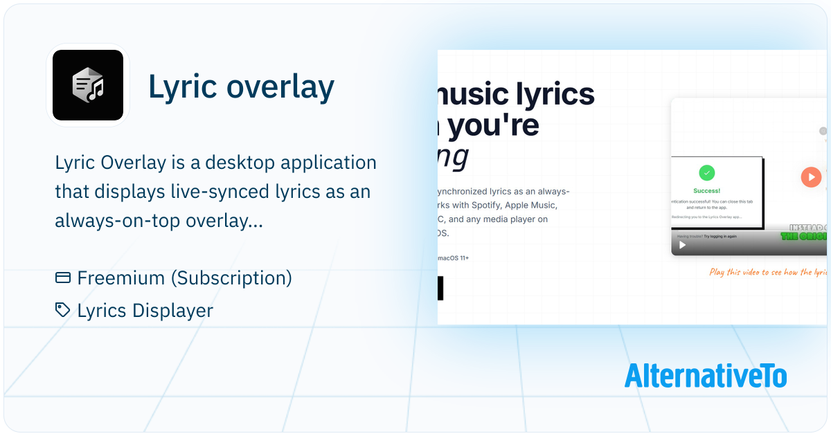 Lyric overlay: Desktop app that displays live-synced lyrics as an ...