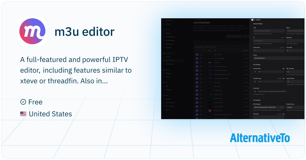 m3u editor: A full-featured IPTV editor and proxy, with full EPG ...