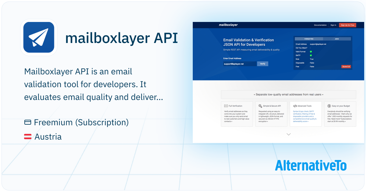 mailboxlayer API: Real-time email validation API with syntax, MX and ...