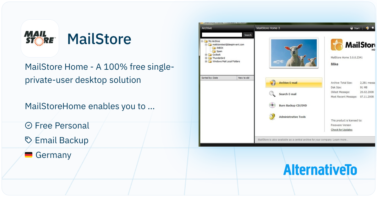 MailStore: Home - A 100% free single-private-user | AlternativeTo