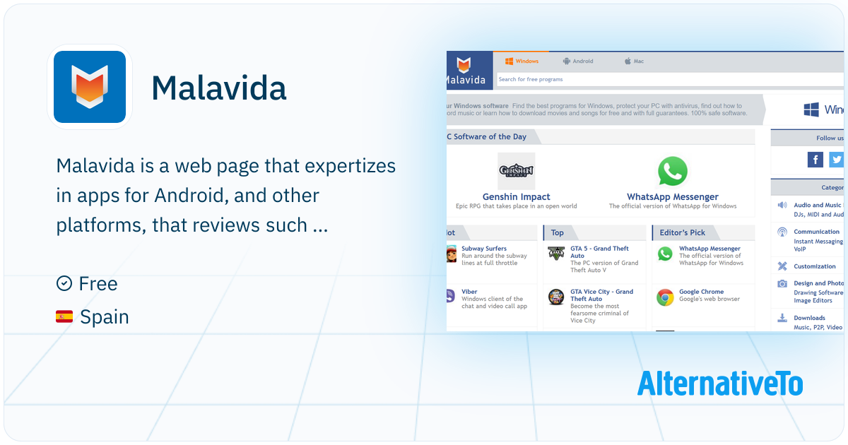 Malavida: Web page that expertizes in apps | AlternativeTo