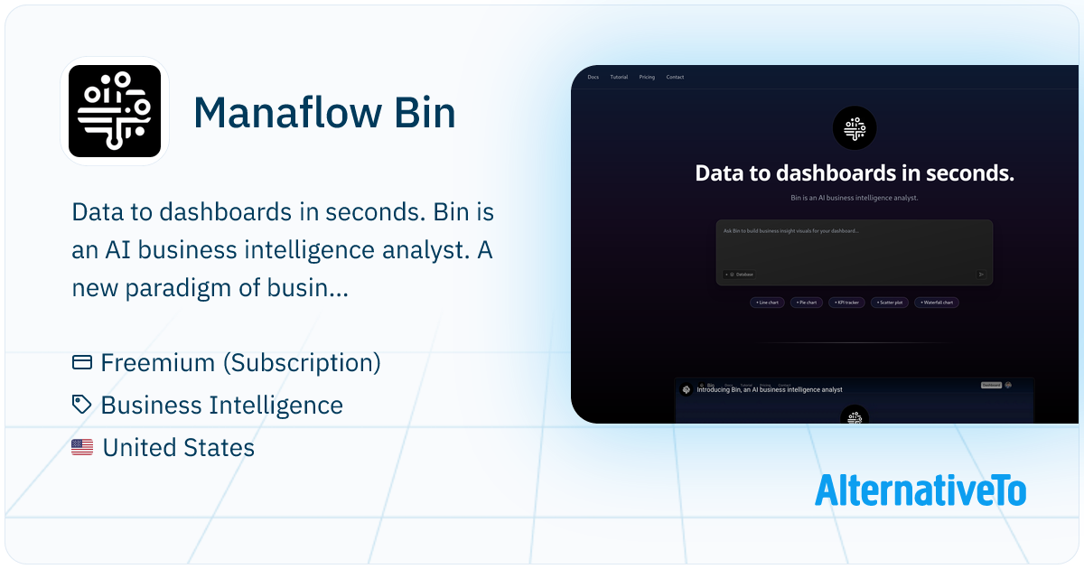 Manaflow Bin: AI tool for fast dashboard creation and insights ...