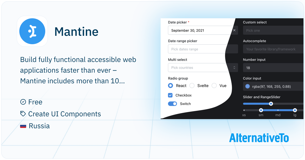 Mantine: A fully featured React components library | AlternativeTo