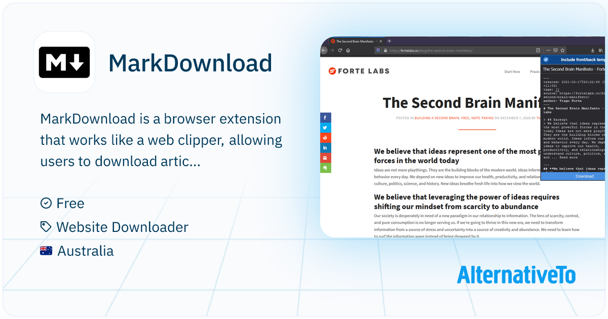 MarkDownload: Browser add-on clips web pages and exports as markdown ...