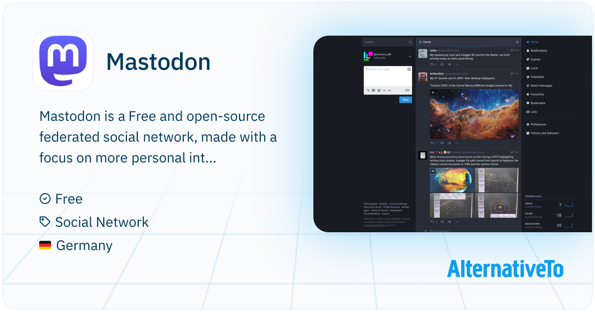 Mastodon Open Source Federated Social Network With No Ads Alternativeto