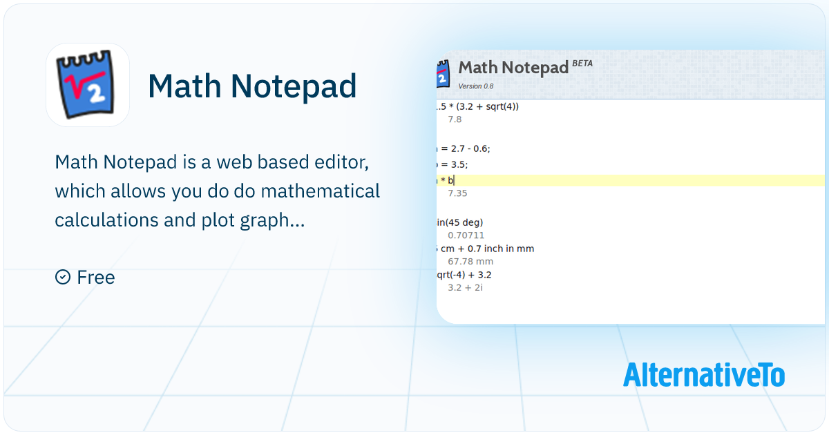 Math Notepad: Web based editor, which allows | AlternativeTo