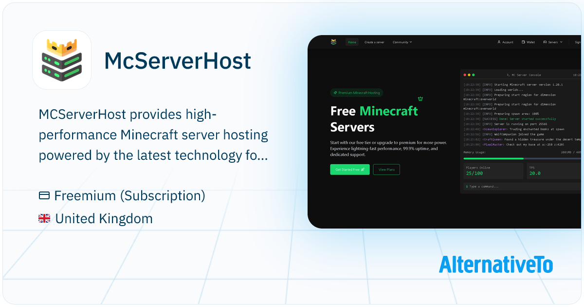 McServerHost: MCServerHost offers free and premium Minecraft server ...