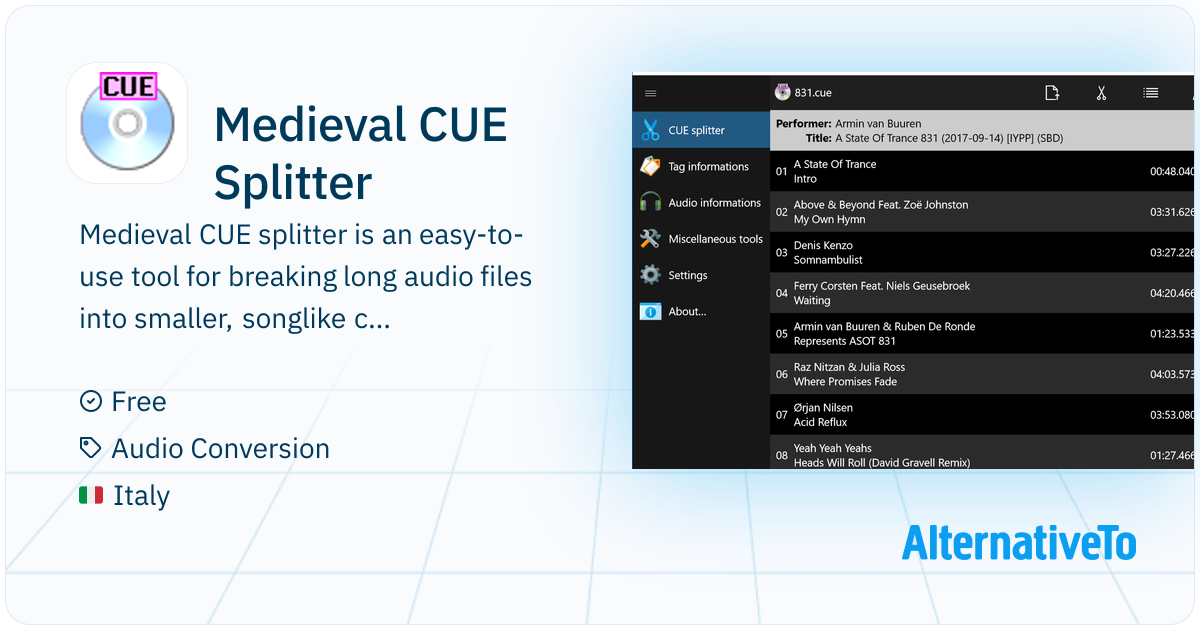 Medieval CUE Splitter: Medieval CUE splitter is an easy-to-use tool for ...