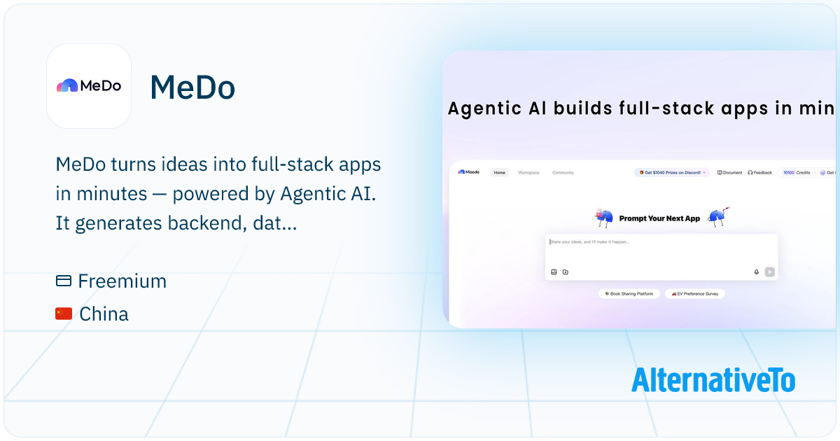 MeDo: AI-powered no-code tool that builds full-stack apps in minutes ...