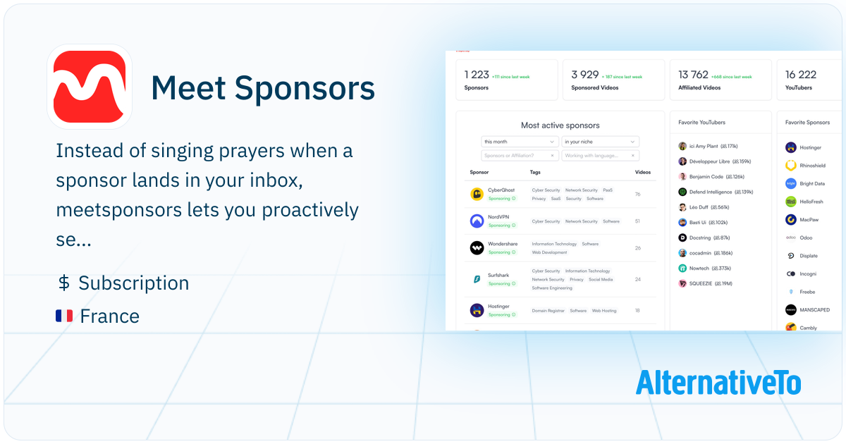 Meet Sponsors: Simplify finding YouTube sponsors swiftly | AlternativeTo