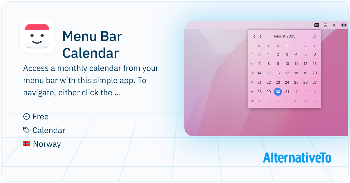 Menu Bar Calendar: Quickly access a monthly calendar from your menu bar ...
