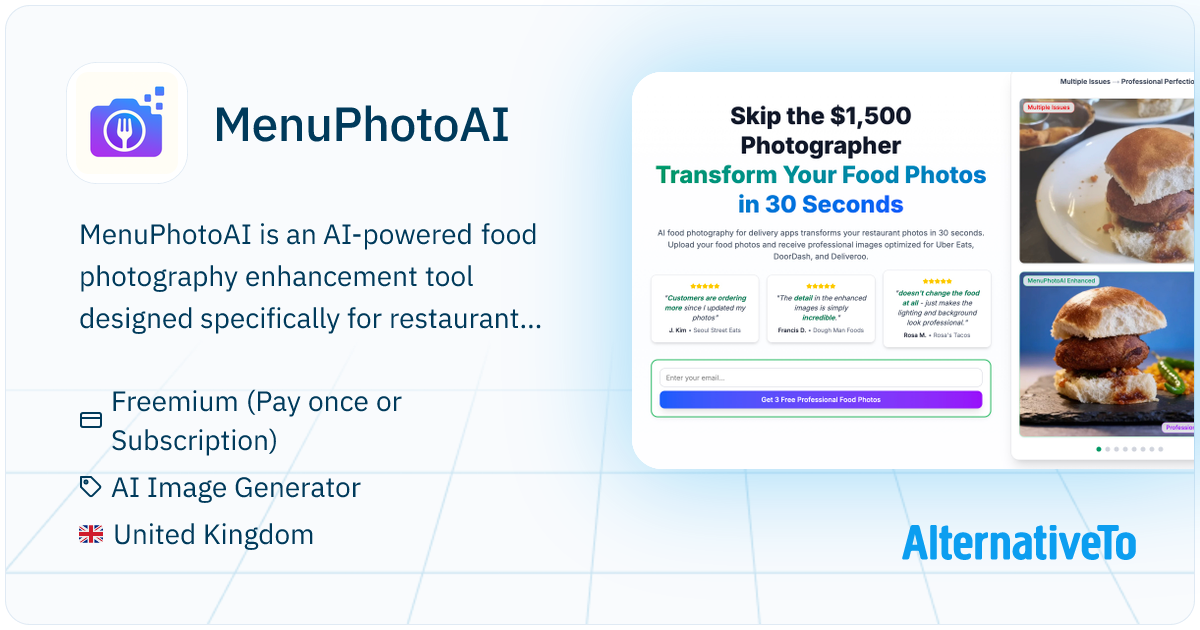 MenuPhotoAI: AI food photo editor that transforms amateur phone photos ...