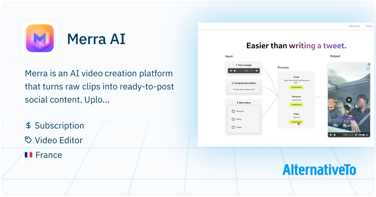 Merra AI: Merra is an AI video creation platform that turns | AlternativeTo