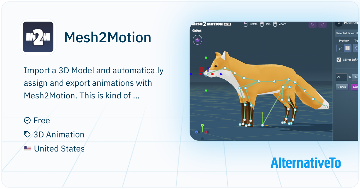Mesh2Motion: Bring Your 3D Models to Life. Mesh2Motion is a FREE & open ...