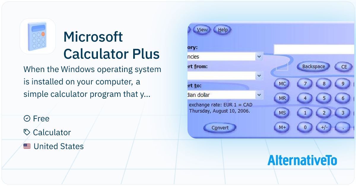 Microsoft Calculator Plus: Calculator that includes mathematical and ...