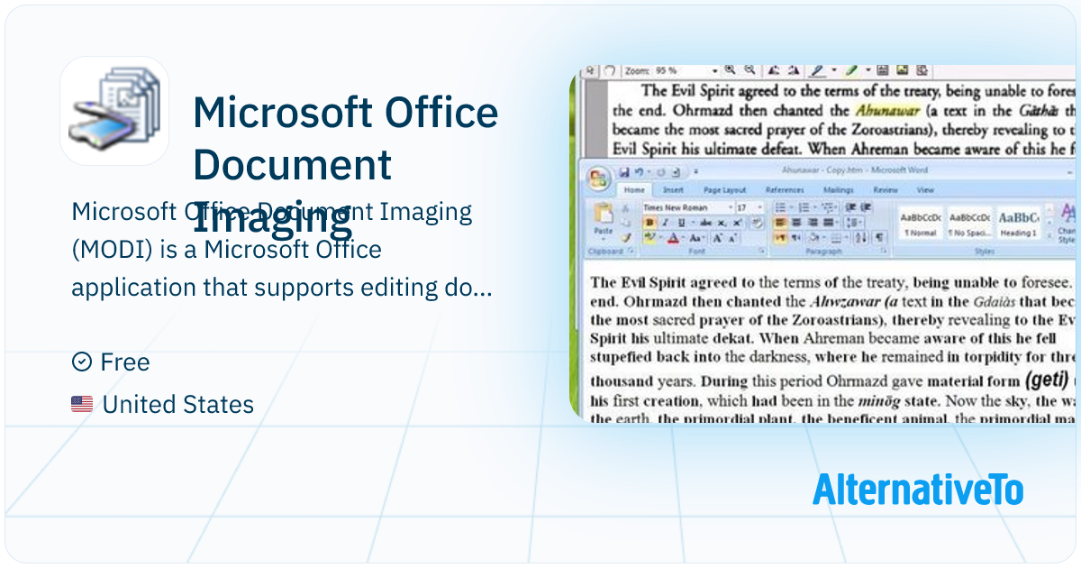 Microsoft Office Document Imaging: (MODI) is a | AlternativeTo