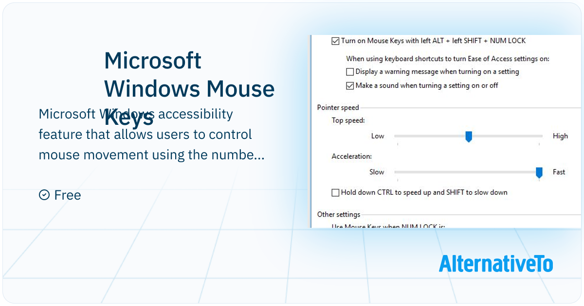 Microsoft Windows Mouse Keys: Accessibility feature to control mouse ...