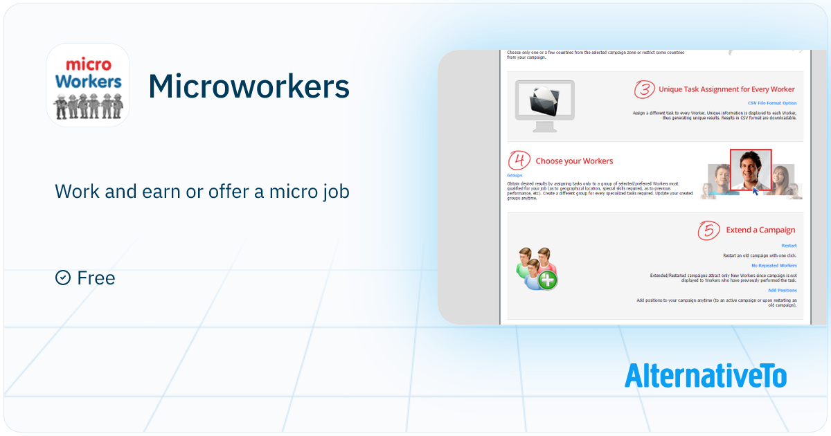 Microworkers: Work and earn or offer a micro job | AlternativeTo