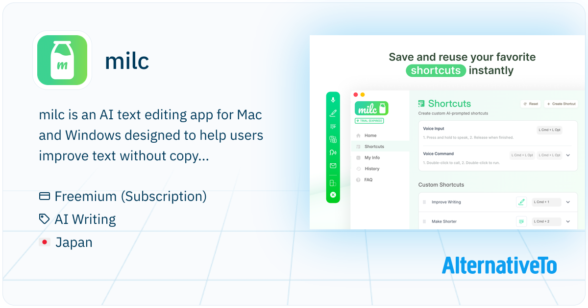 milc: AI text editing app for Mac and Windows that lets you edit ...