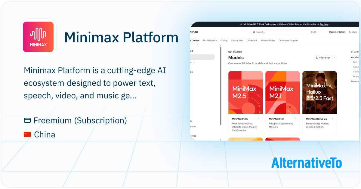 Minimax Platform: MiniMax Platform is a versatile AI ecosystem offering ...