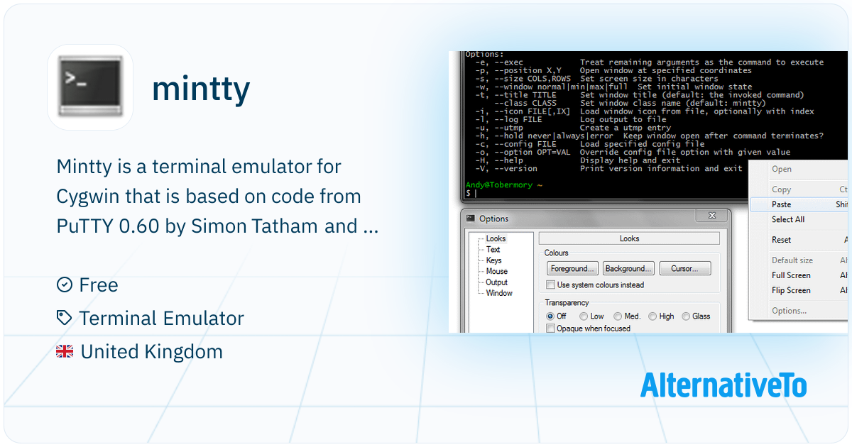 mintty: Mintty is a terminal emulator for Cygwin that is | AlternativeTo