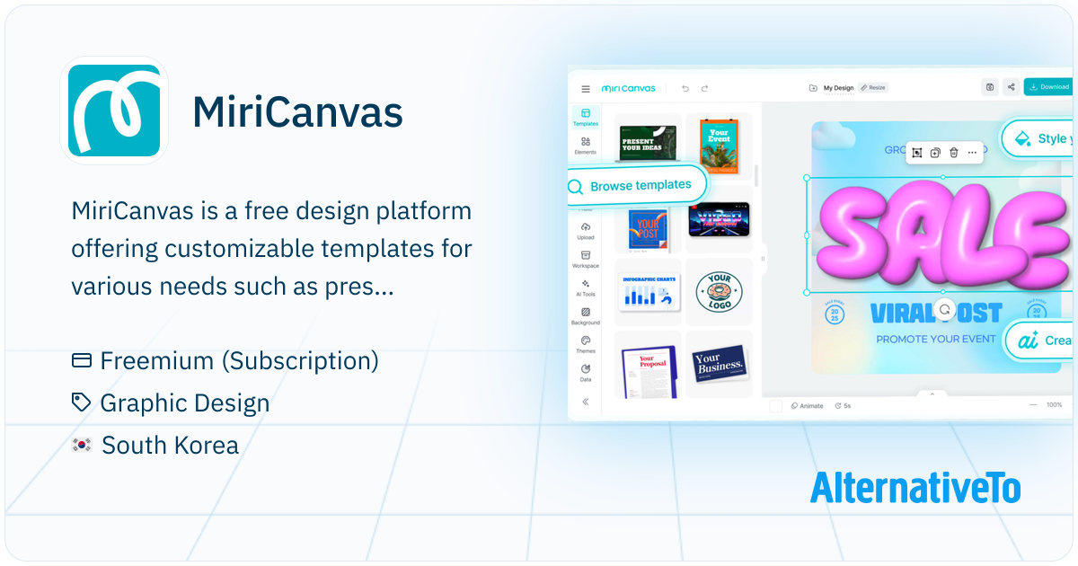 MiriCanvas: Free design platform with 500K+ templates | AlternativeTo