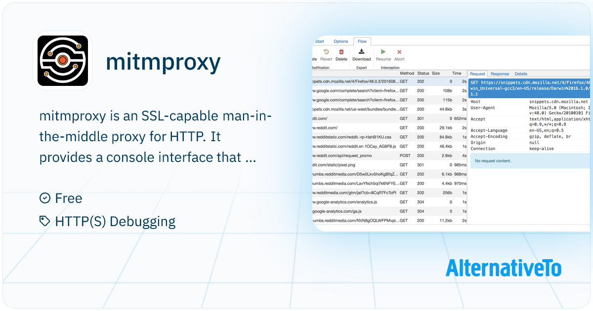 mitmproxy: SSL-capable man-in-the-middle proxy for HTTP | AlternativeTo