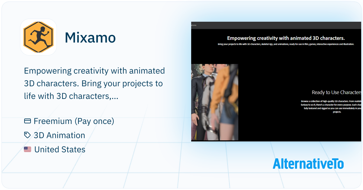 Mixamo: Animated 3D characters. No 3D knowledge required. | AlternativeTo