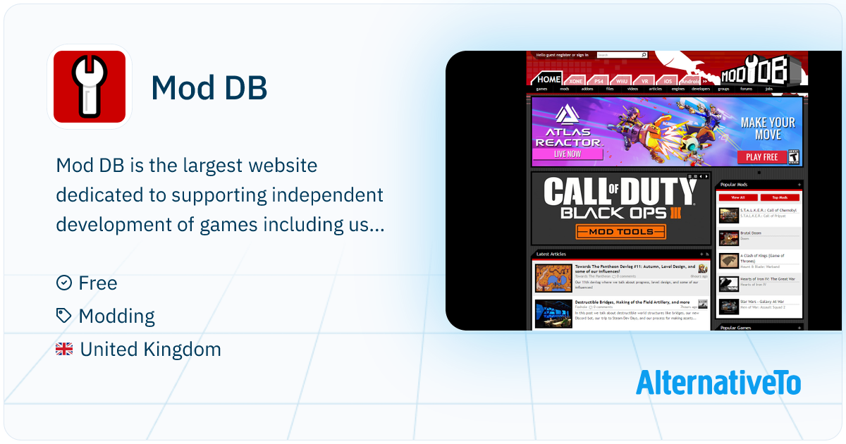 Mod DB: The largest website dedicated to | AlternativeTo