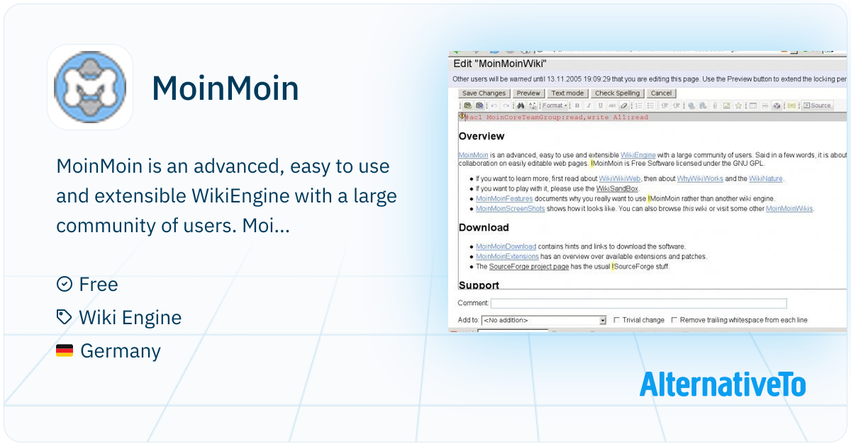 MoinMoin: Advanced, easy to use and | AlternativeTo