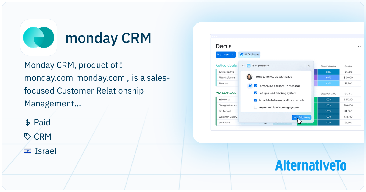 monday CRM: Monday CRM, product of https://alternativeto | AlternativeTo