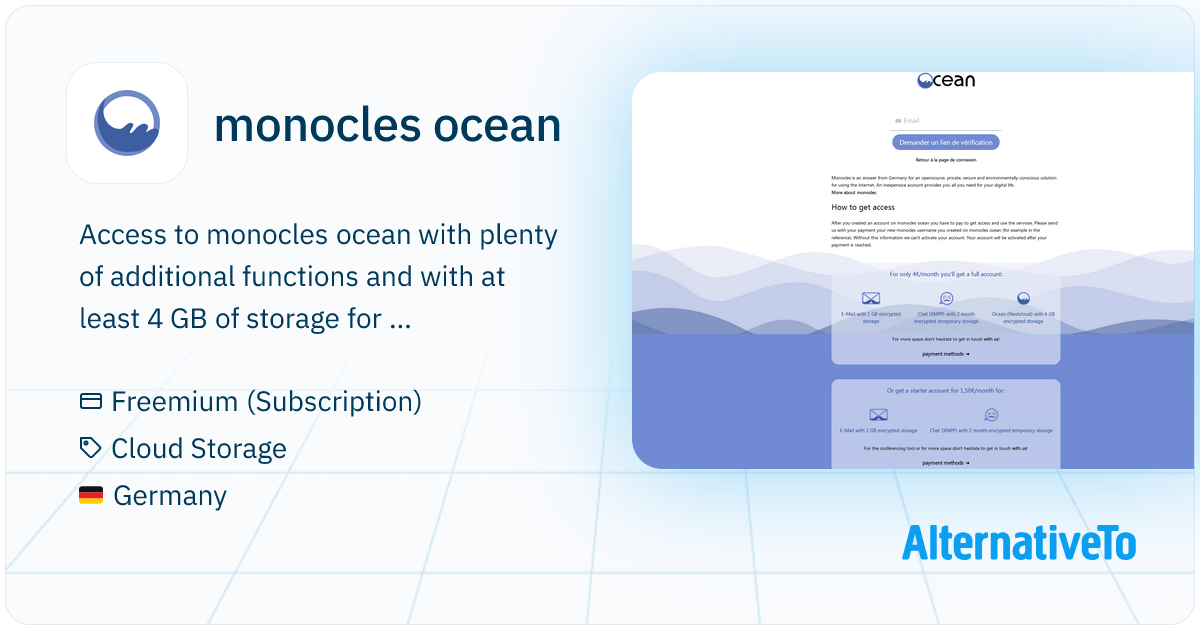 monocles ocean: A private place for your data | AlternativeTo