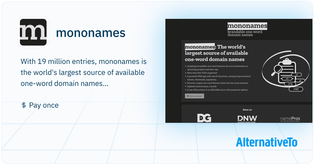 mononames: The world's largest source of available one-word domain ...