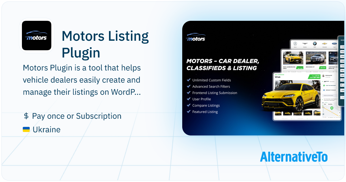 Motors Listing Plugin: Helps businesses easily create and manage online ...