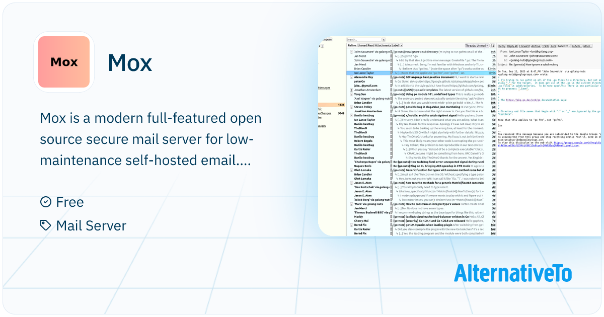 Mox: A modern full-featured open source secure mail server for low ...