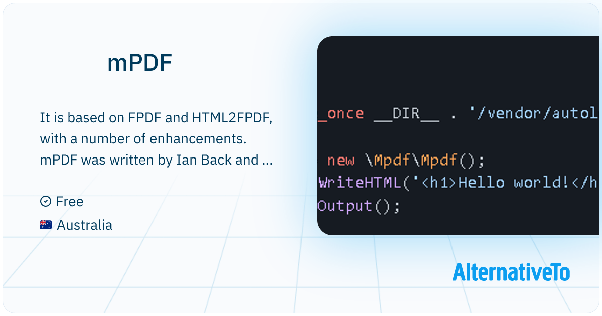 mPDF: PHP library generating PDF files from UTF-8 encoded HTML ...