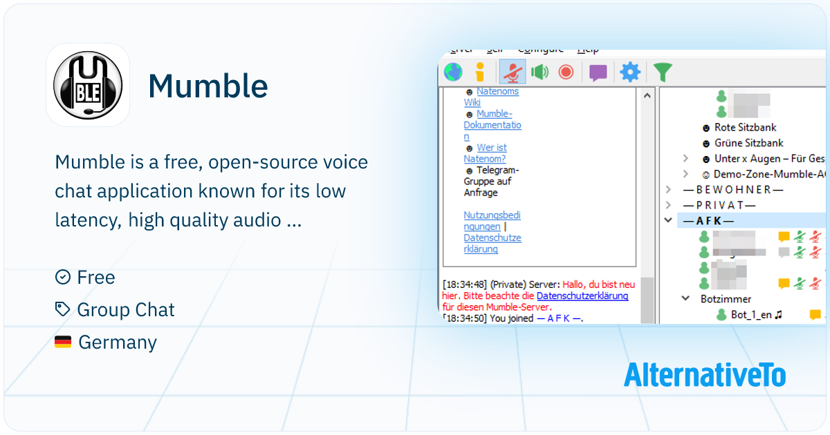 Mumble: Open source, low-latency voice chat with high quality audio ...