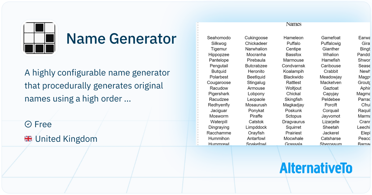 Name Generator: A highly configurable name generator that procedurally ...