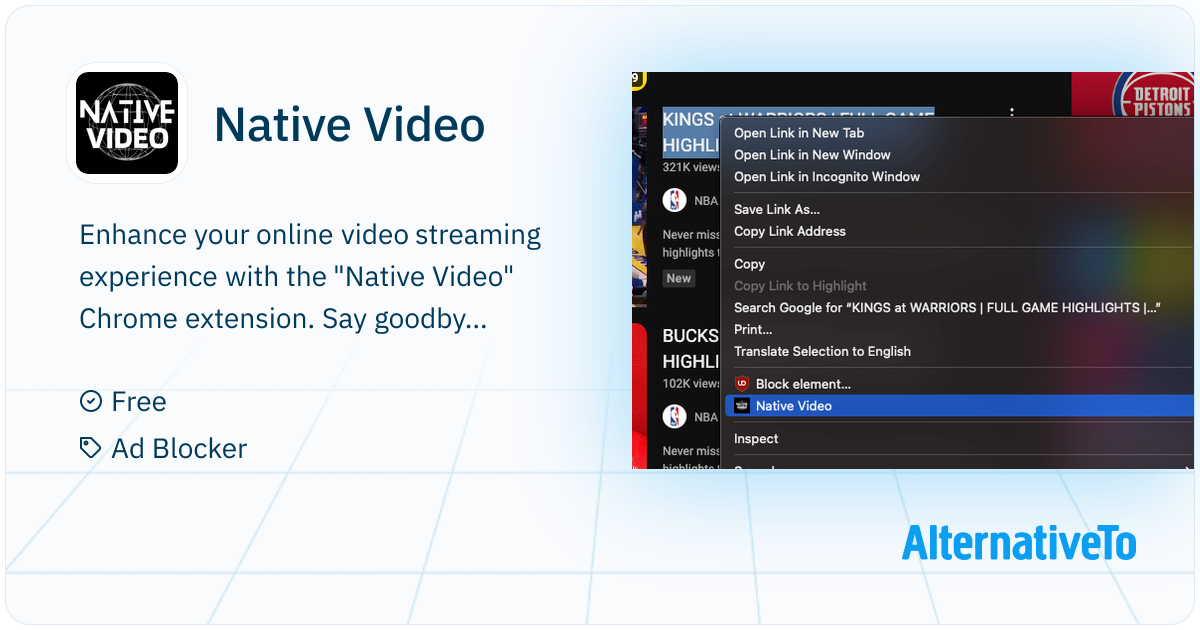 Native Video: Simplify your streaming: one right-click to ad-free ...