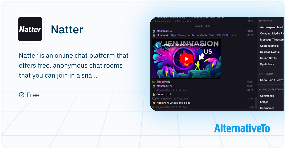 Natter: Anonymous text chat rooms | AlternativeTo