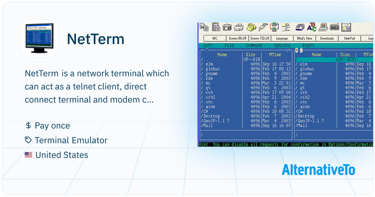 NetTerm: Network terminal which can act as a telnet client, direct ...