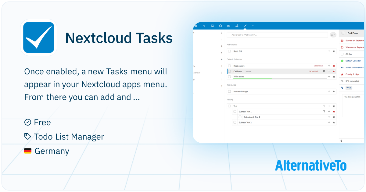 Nextcloud Tasks: A tasks app for Nextcloud. Easily sync tasks from ...